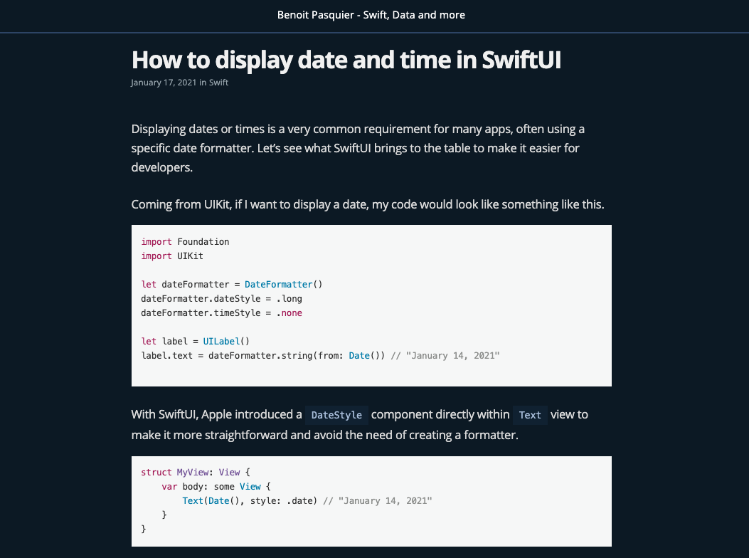 Swift Date Formats